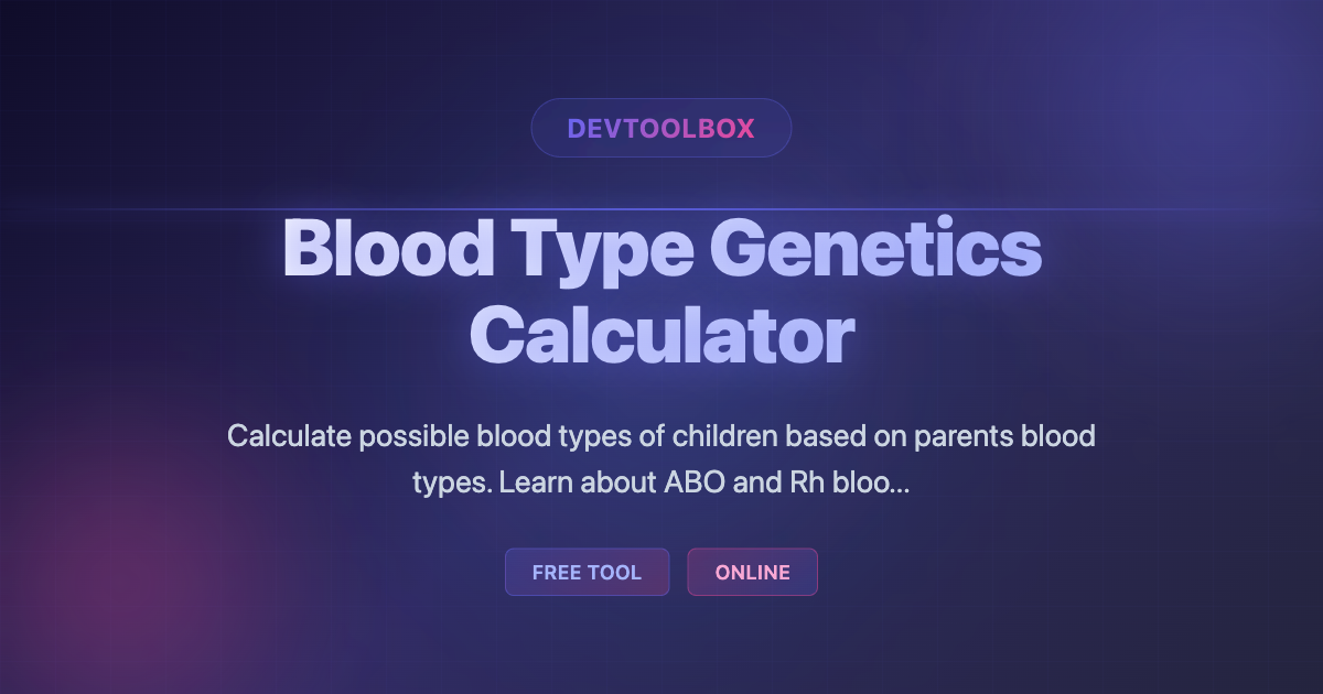Free Online Blood Type Genetics Calculator - DevToolBox