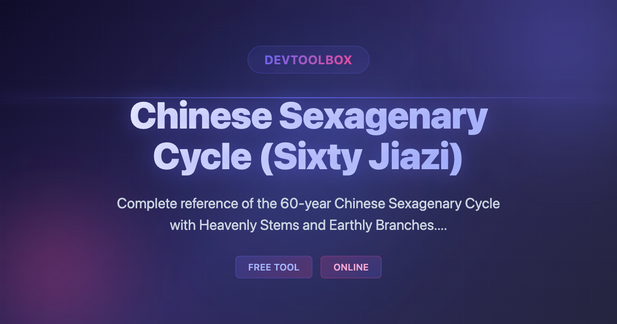 Free Online Chinese Sexagenary Cycle (Sixty Jiazi) - DevToolBox