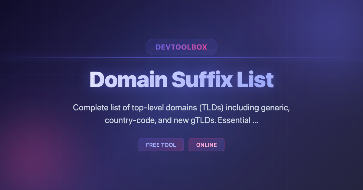 Free Online Domain Suffix List - DevToolBox