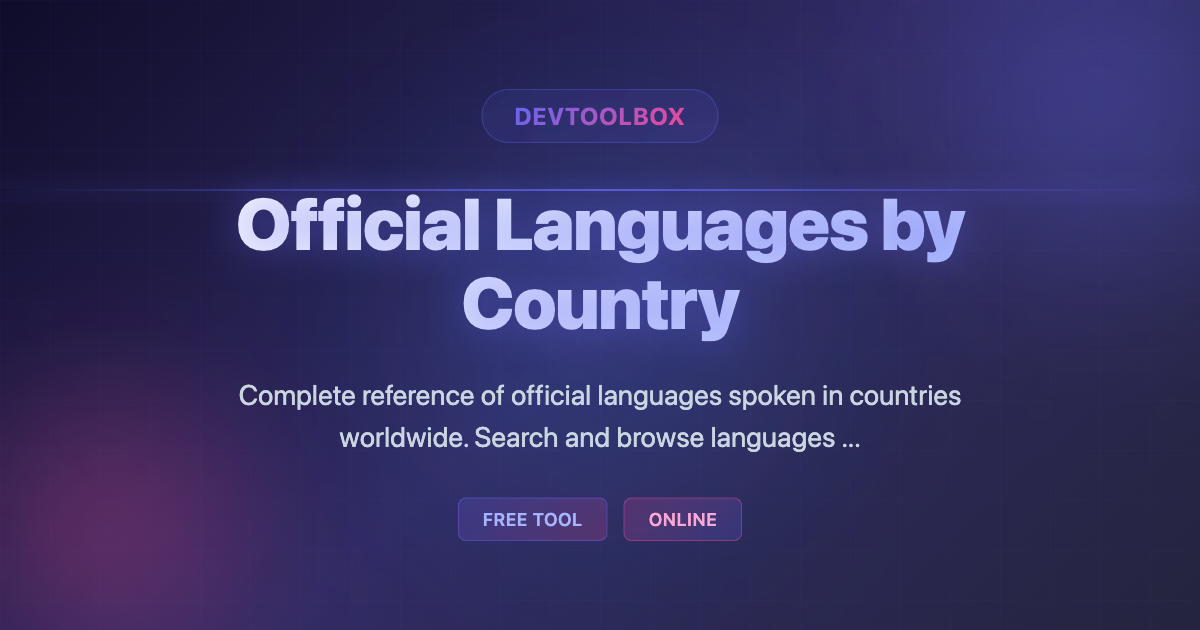 Free Online Official Languages by Country - DevToolBox