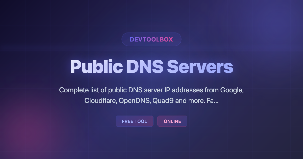 Free Online Public DNS Servers List - DevToolBox