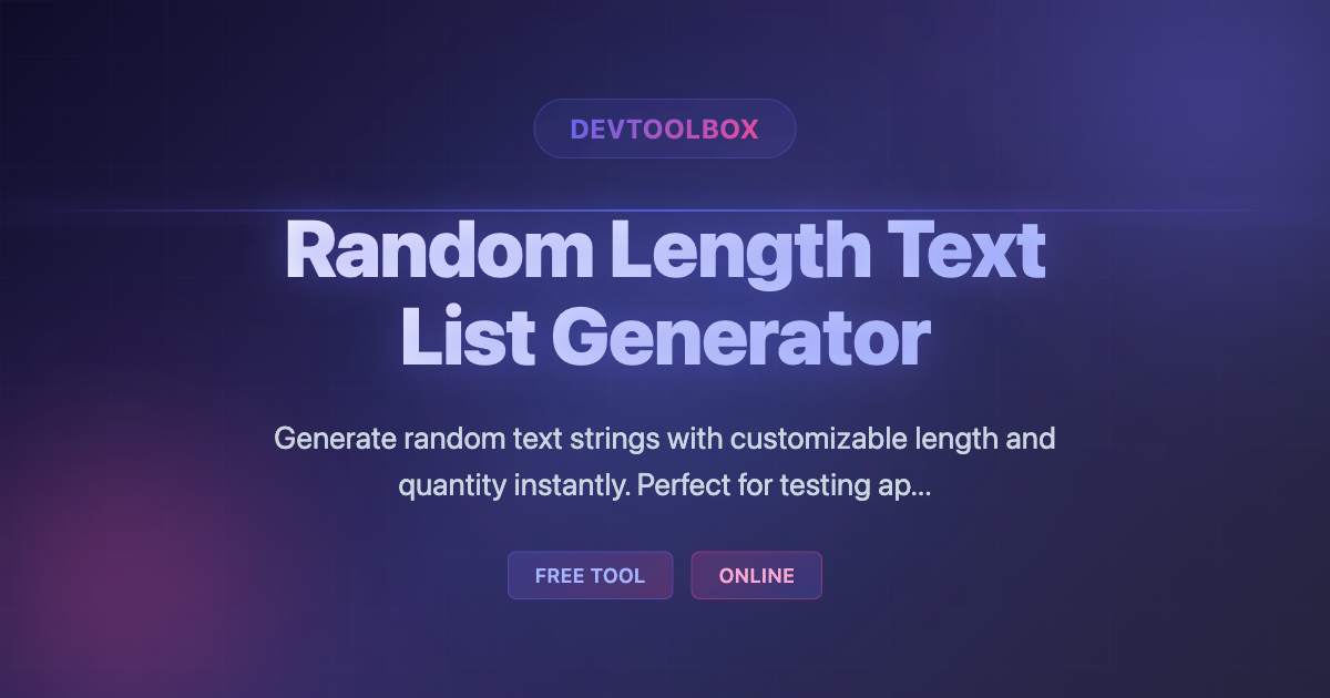 Free Online Random Text Generator - DevToolBox